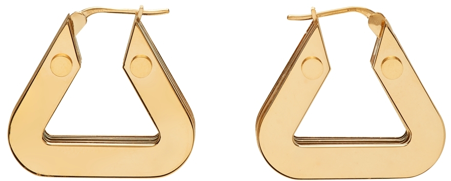 Bottega Veneta: Gold Thick Triangle Hoop Earrings | SSENSE Canada