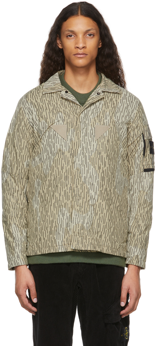 Stone Island Beige Reflective Rain Camo Jacket
