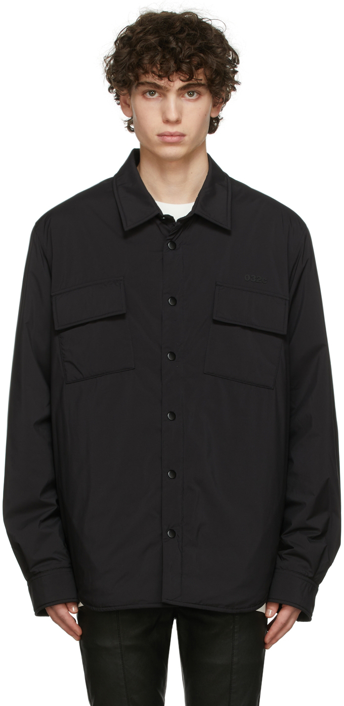 032c: Black Padded Button Up Shirt | SSENSE UK