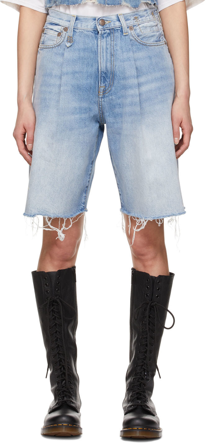 R13 Blue Damon Shorts In D048f Stevie Blue | ModeSens