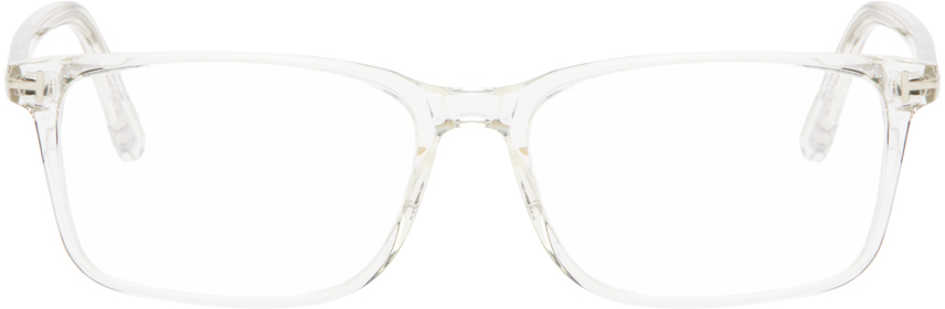 TOM FORD: Transparent Blue Block Rectangular Glasses | SSENSE UK