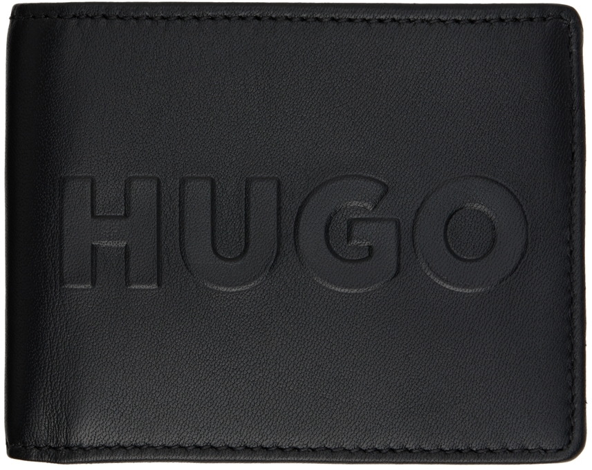 Hugo Black Logo Bifold Wallet In 1 Black | ModeSens