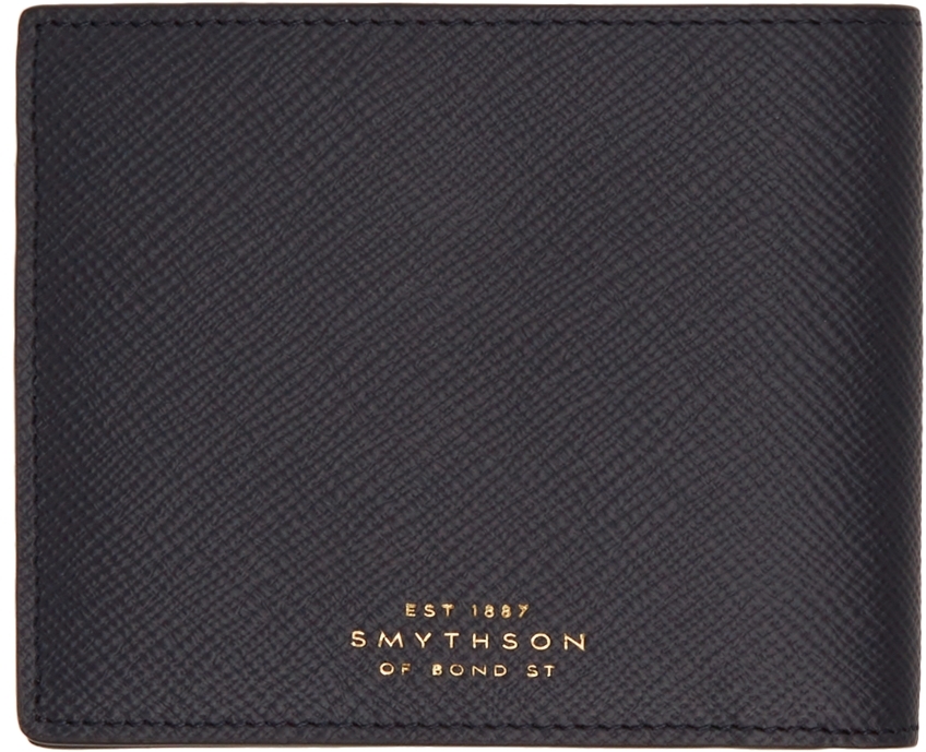 Smythson: Navy Panama Bifold Wallet | SSENSE Canada
