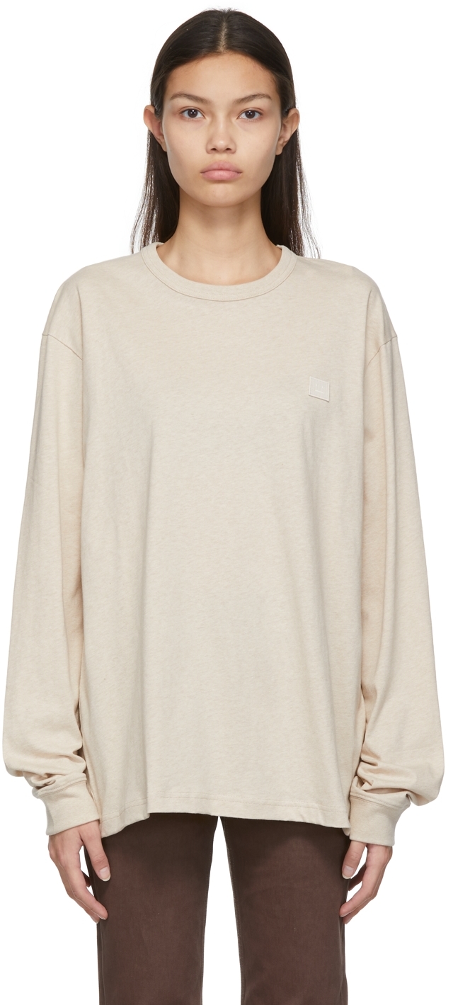 Acne Studios: Beige Logo Patch T-Shirt | SSENSE Canada