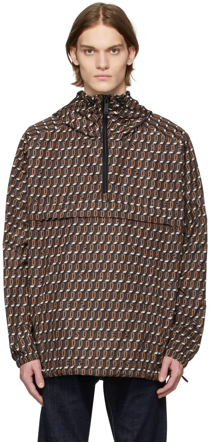 Black & Brown Monogram Windbreaker by Dsquared2 on Sale