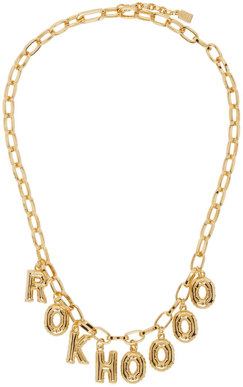Rokh: Gold Logo Charm Necklace | SSENSE