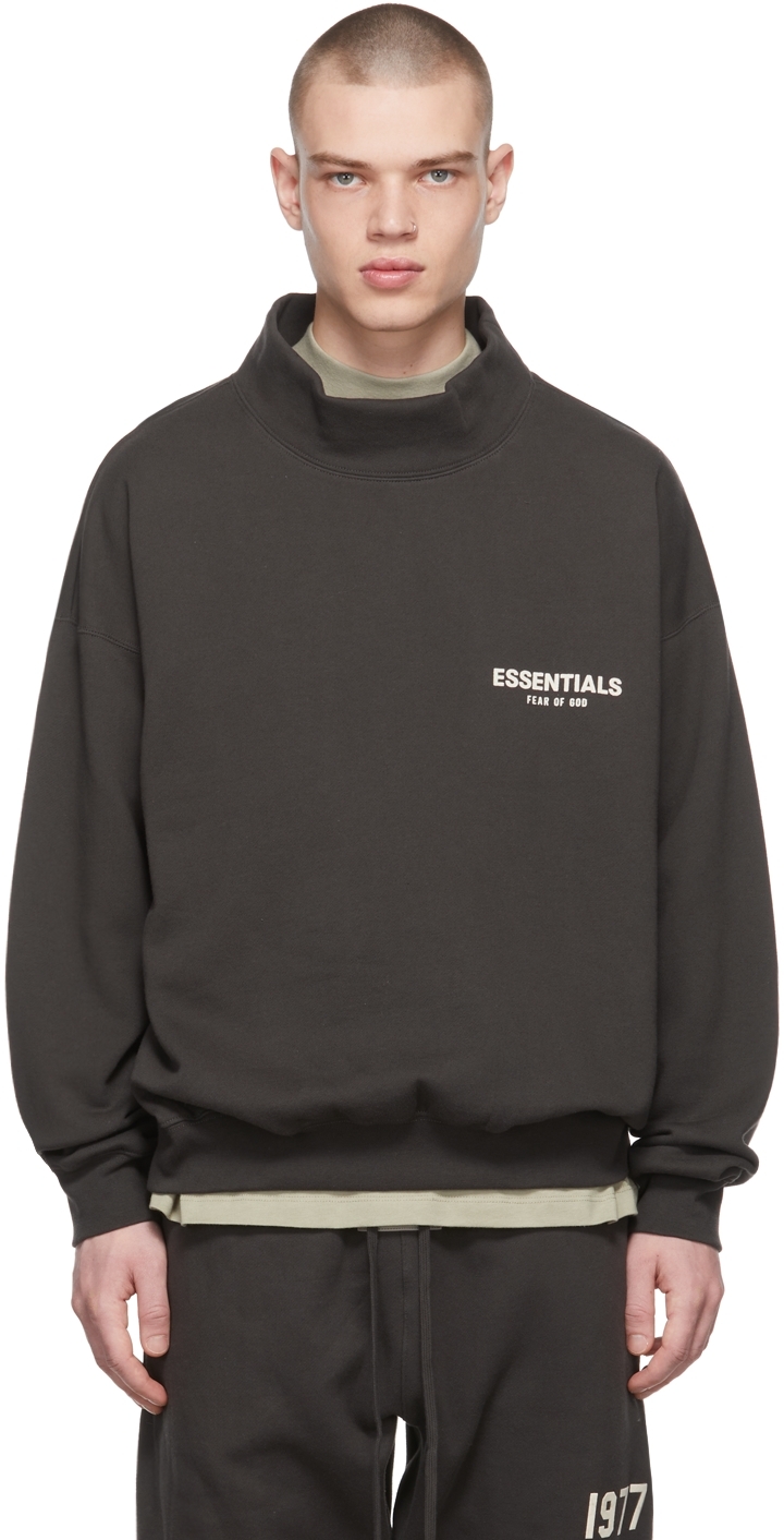 Essentials Black Mock Neck Raglan Sweatshirt