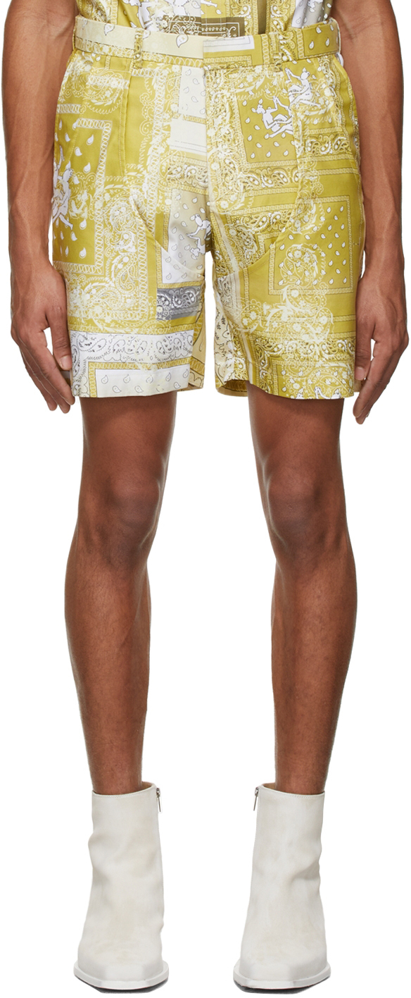 THEBE MAGUGU: Yellow Bandana Print Shorts | SSENSE