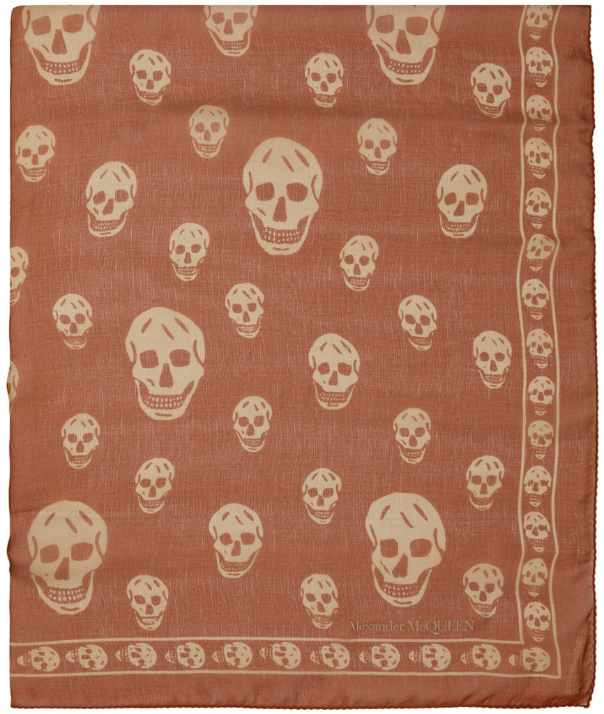 Alexander McQueen: Brown & Beige Skull Scarf | SSENSE