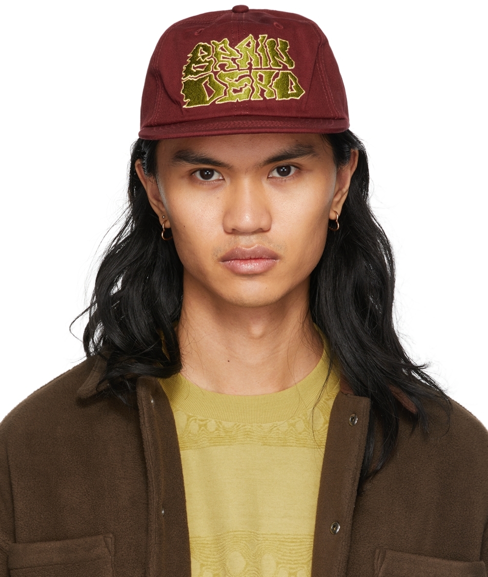 Burgundy Twill Prehistoric Cap by Brain Dead on Sale