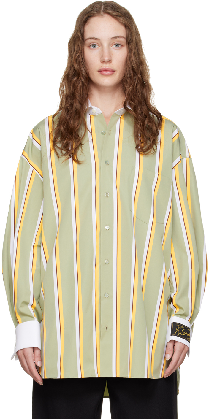 Raf Simons: Green Striped Shirt | SSENSE
