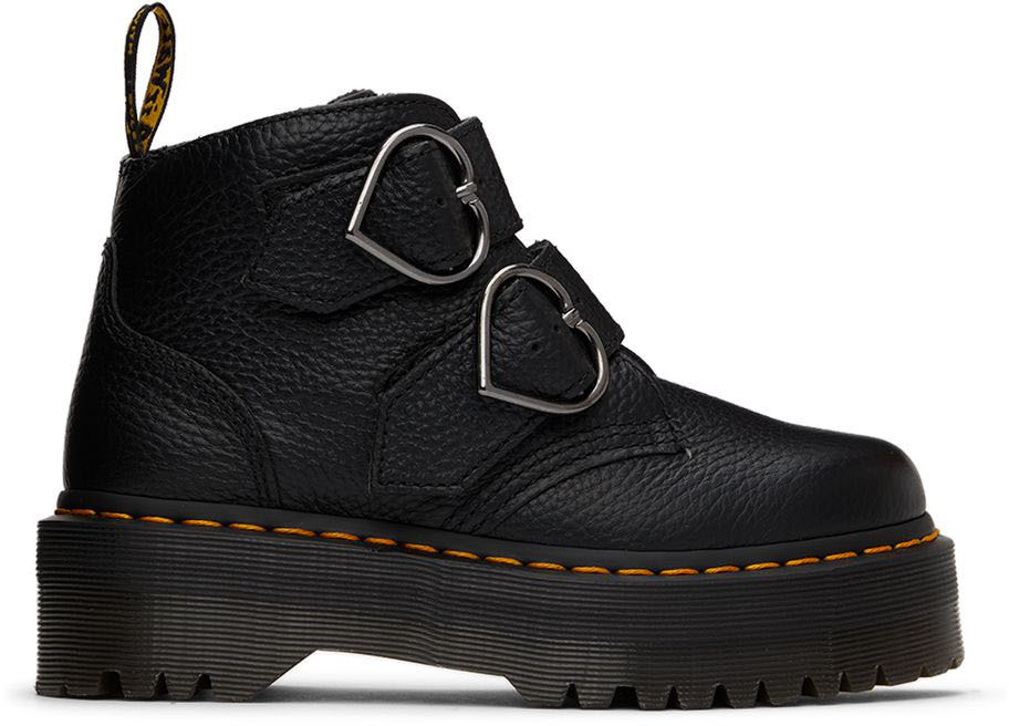 Dr. Martens Black Devon Heart Platform Boots | Smart Closet