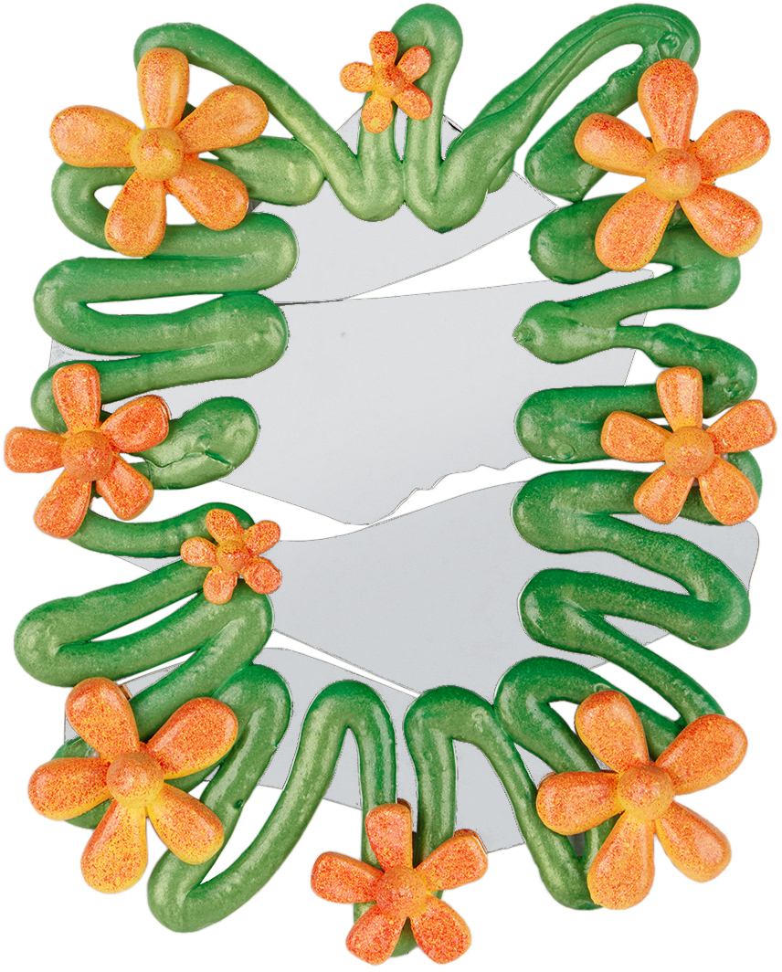 Green & Orange Flower Mirror by Joseph Algieri on Sale