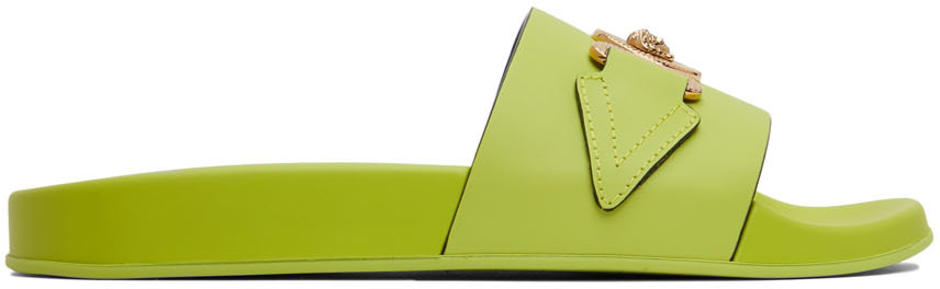 Green Medusa Biggie Slides by Versace on Sale