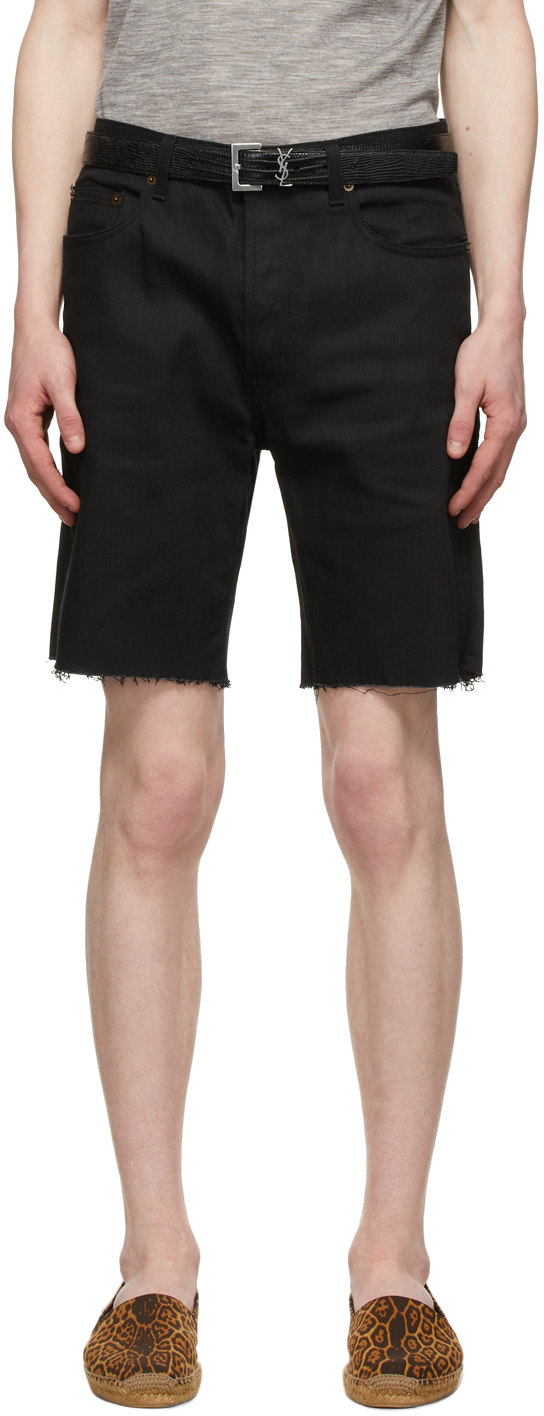 Saint Laurent: Black Denim Short Shorts | SSENSE
