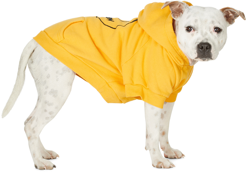 Pull à capuche jaune à logo peint exclusif à SSENSE France drew house ...