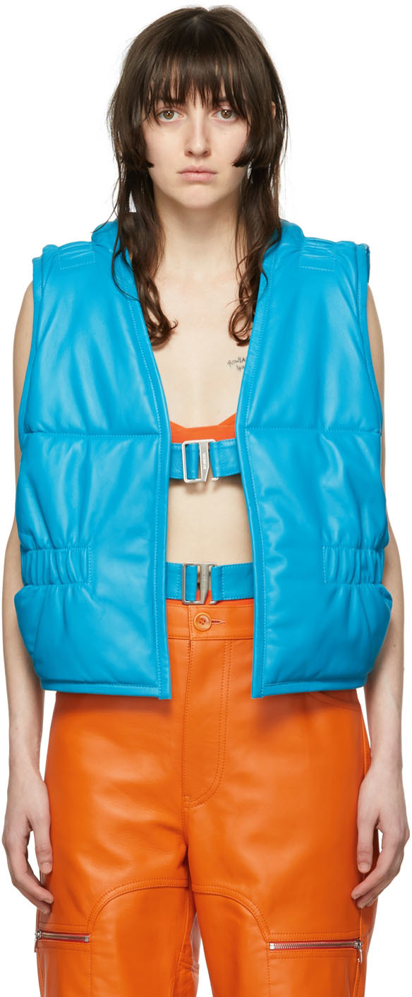 Blue 'Le Gilet Azul' Sleeveless Lambskin Jacket by JACQUEMUS on Sale