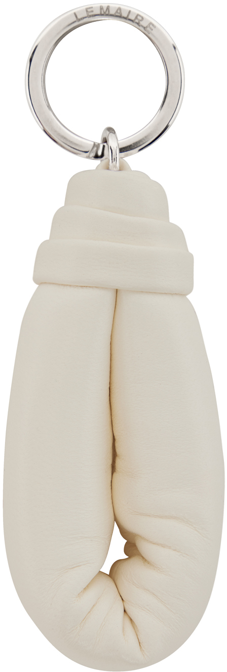 Lemaire White Wadded Leather Keychain