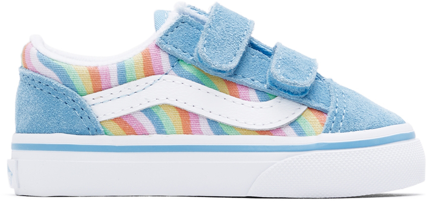 Vans Baby Blue Wavy Rainbow Old Skool V Sneakers In (wavy Rainbow ...