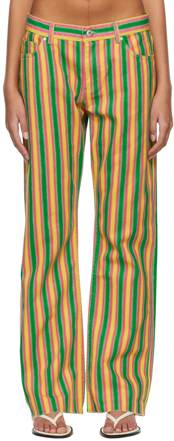Gimaguas Piru Striped Straight-leg Jeans In Green | ModeSens