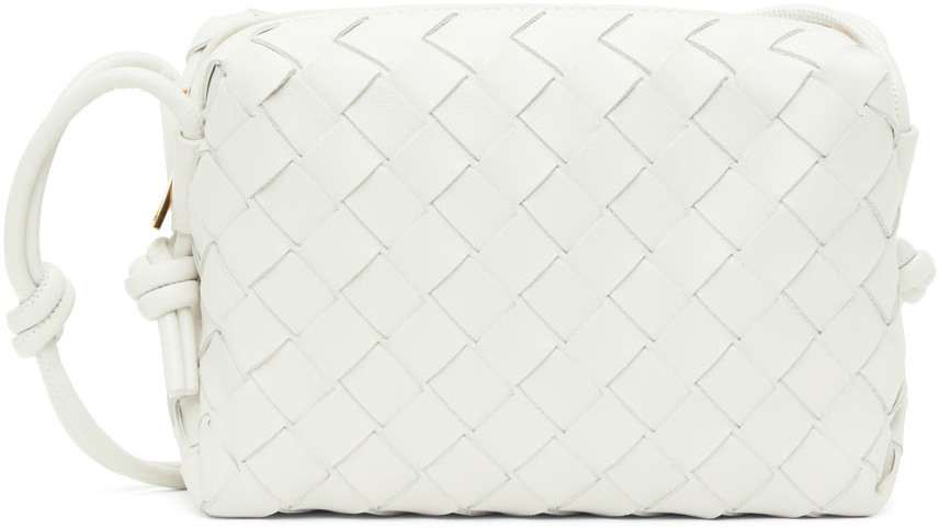 Bottega Veneta White Loop Shoulder Bag In 9009 White/gold | ModeSens