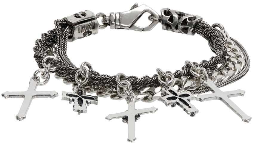 Silver Cross Charm Bracelet by Emanuele Bicocchi on Sale