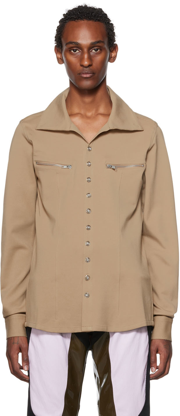 GmbH: Tan Zip Pocket Shirt | SSENSE Canada
