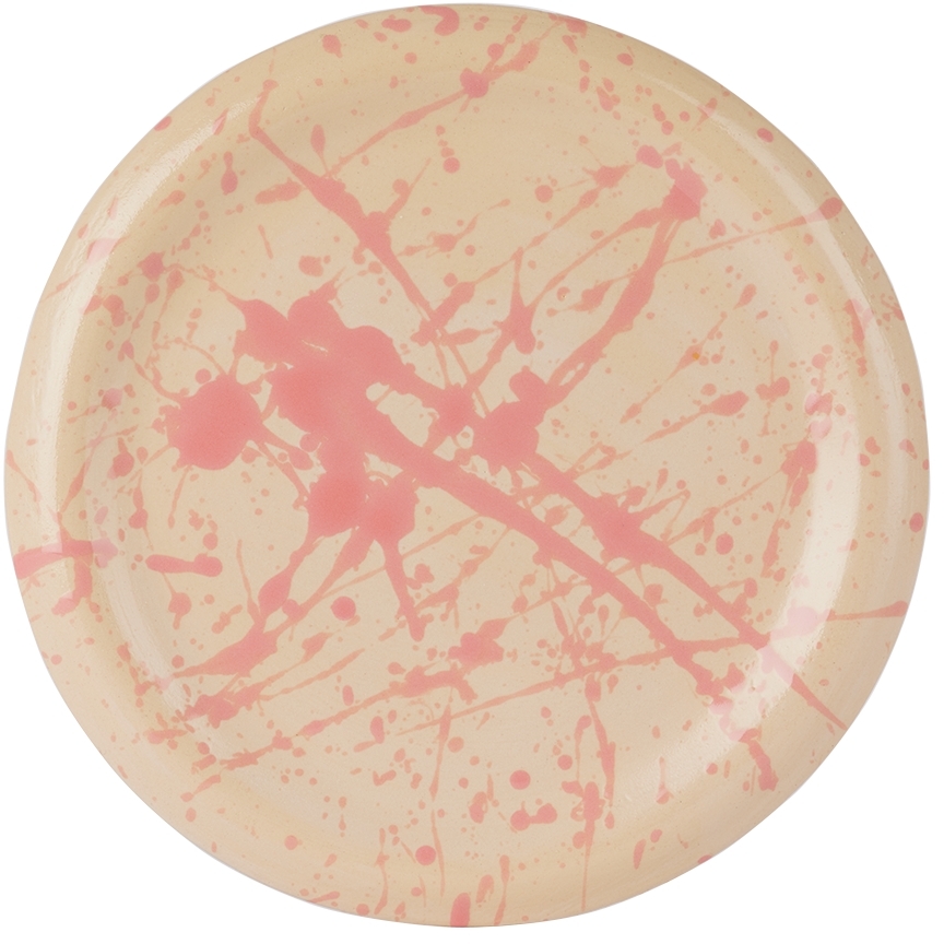 Off-White & Pink Splatter Plate by BOMBAC on Sale