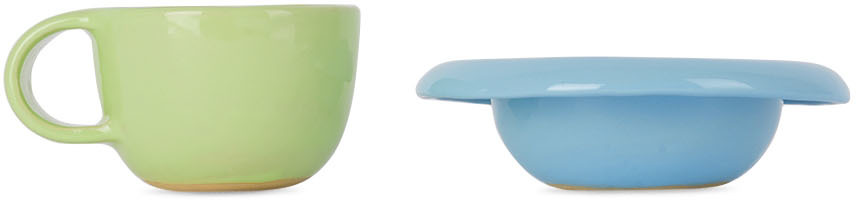 Green & Blue Glazed Mug & Bowl Set by BOMBAC | SSENSE