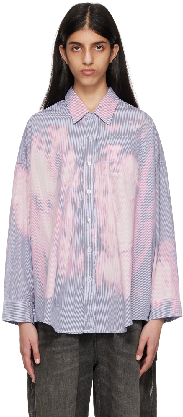 R13 Blue & Pink Bleached Shirt In R023d Bleach Blue | ModeSens