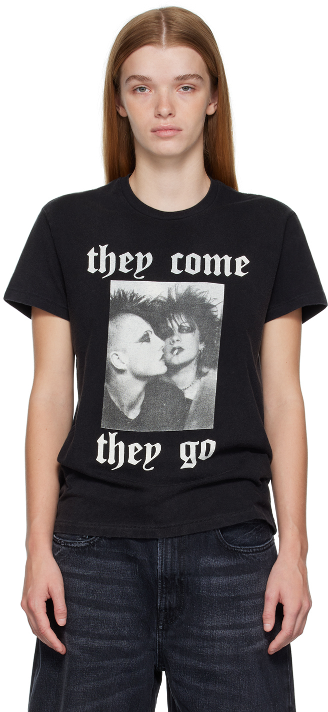 R13: T-shirt 'They Come They Go Boy' noir | SSENSE France