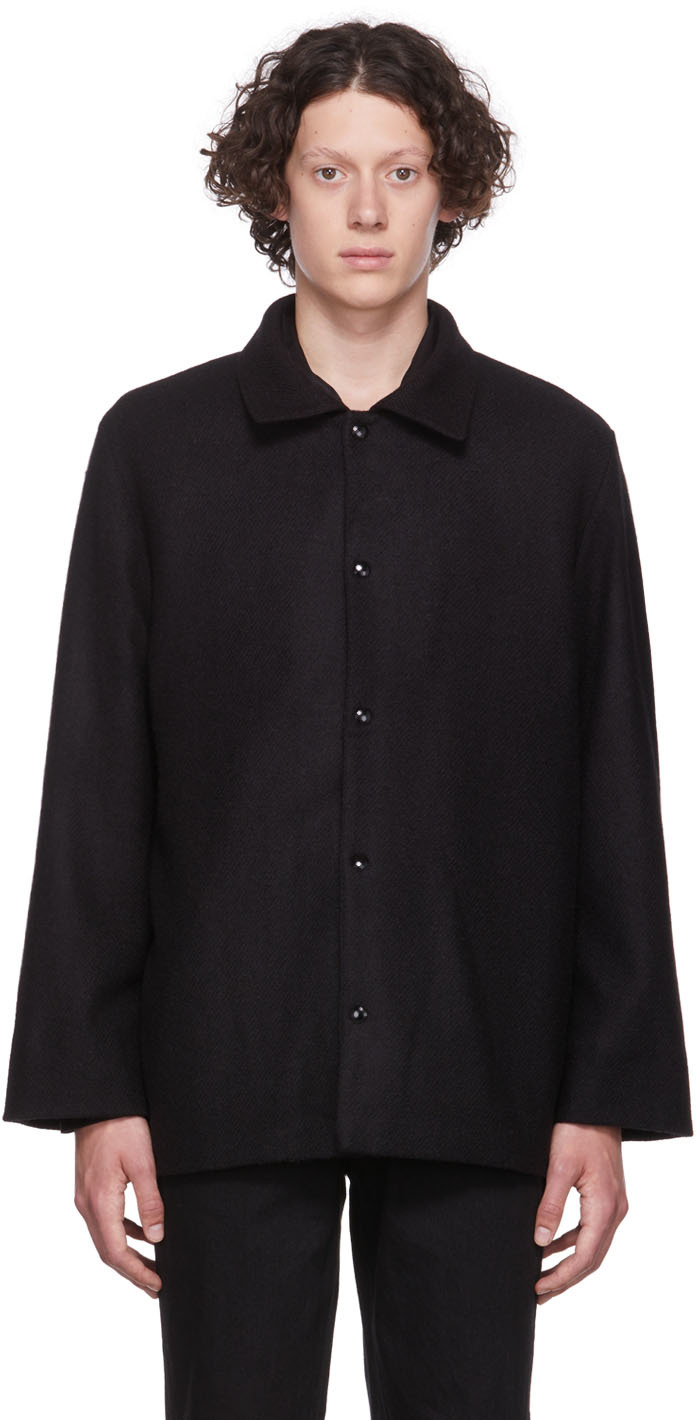 Black Harris Tweed Coacher Jacket by Factor's on Sale