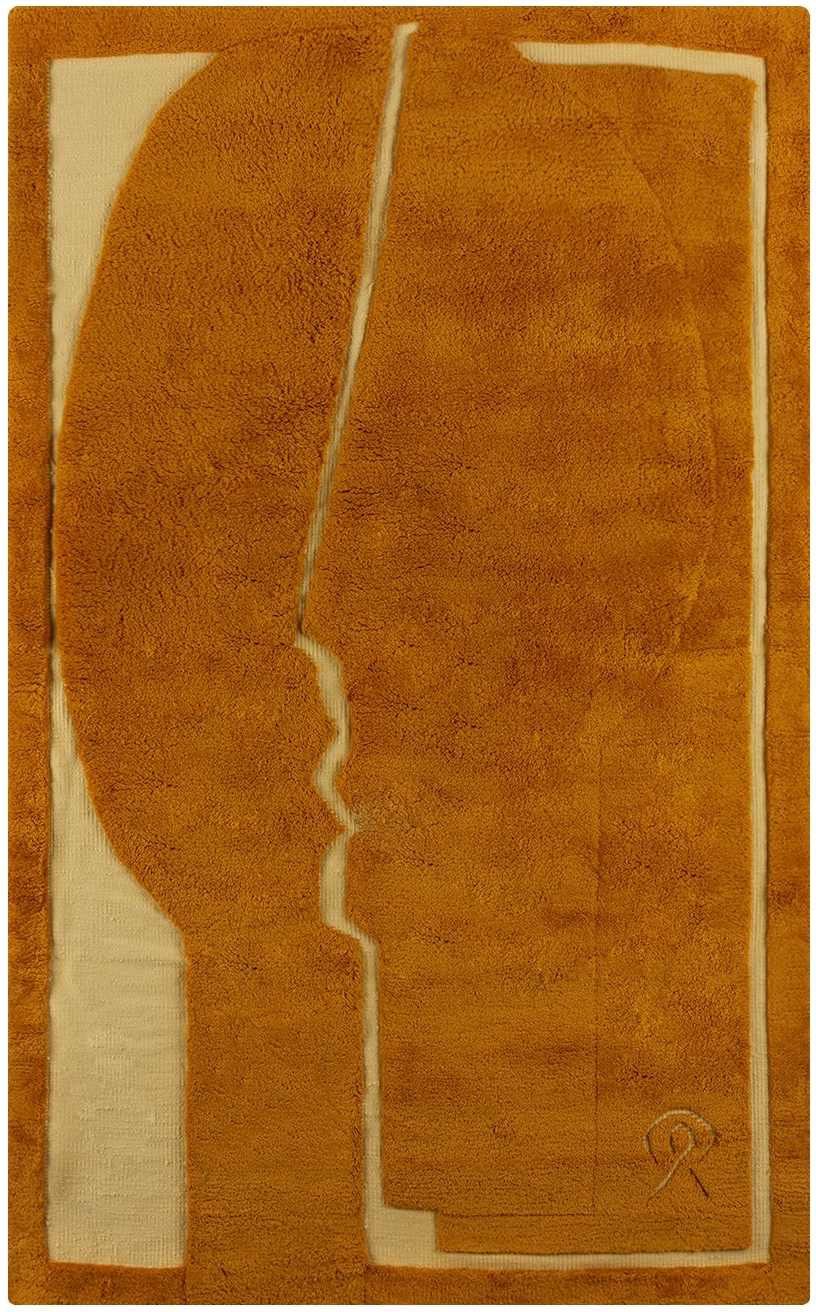 Orange Wool Face Rug by Nordic Knots | SSENSE Canada