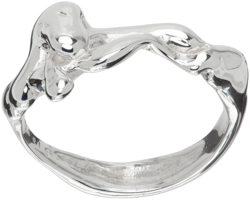 FARIS: Silver Lava Ring | SSENSE Canada
