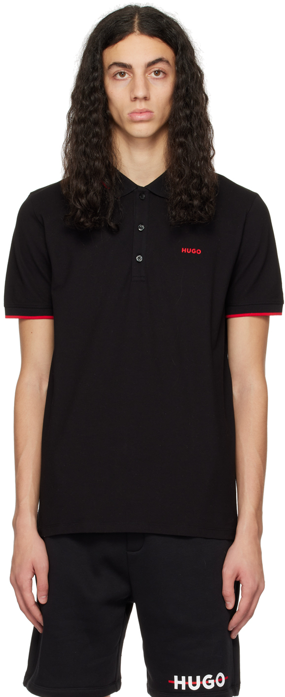 Hugo: Black Bonded Polo | SSENSE UK