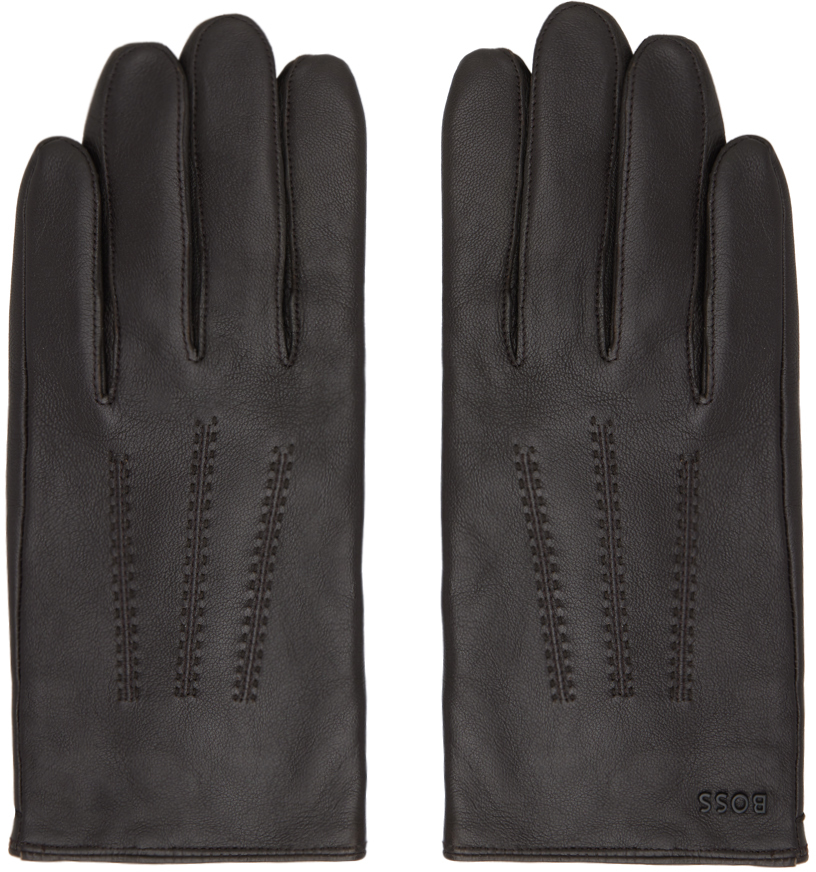 BOSS: Brown Logo Gloves | SSENSE UK
