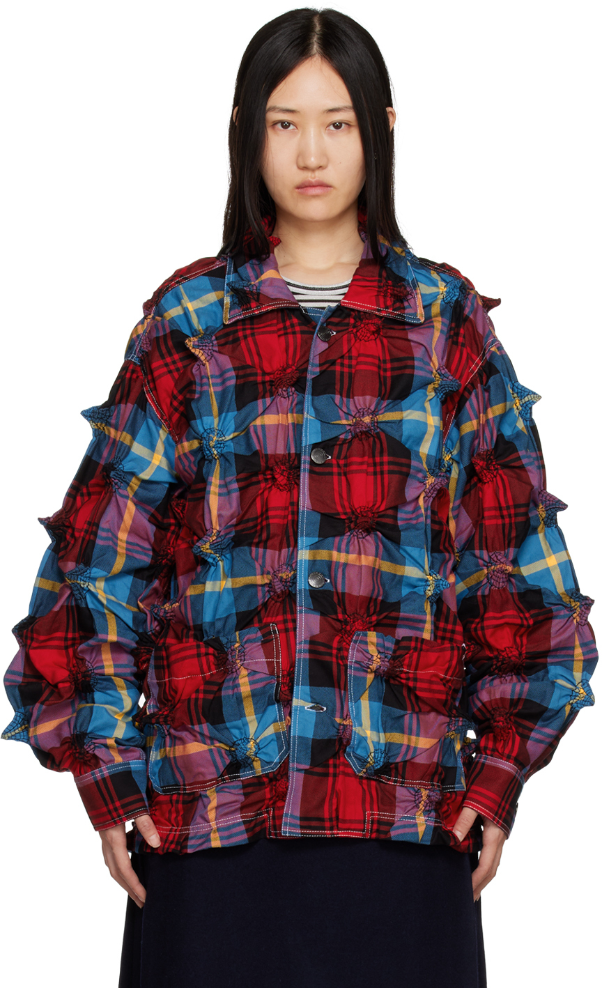 Charles Jeffrey Loverboy: Red & Blue Spikey Workwear Jacket | SSENSE UK