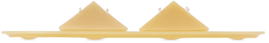 Yellow Pyramid Candles & Tray Set by HANDS | SSENSE