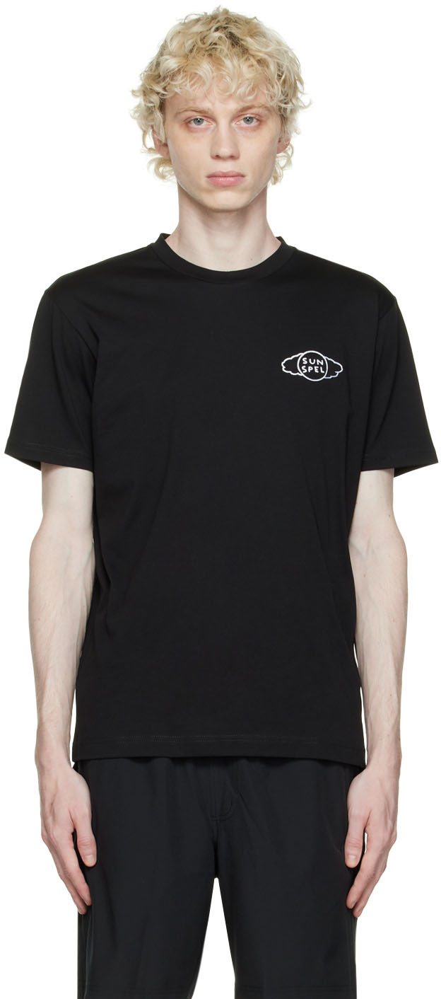 Sunspel: SSENSE 独家发售黑色 75th Anniversary 系列刺绣 T 恤 | SSENSE