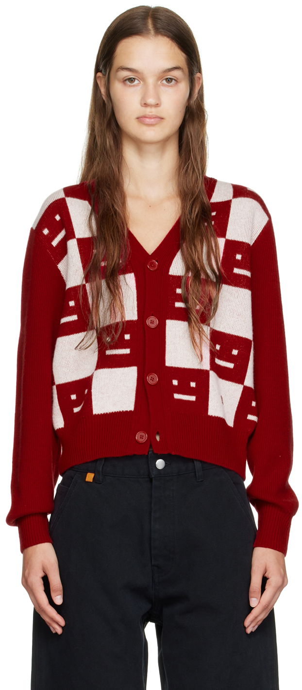 Acne Studios: Red Wool Cardigan | SSENSE Canada