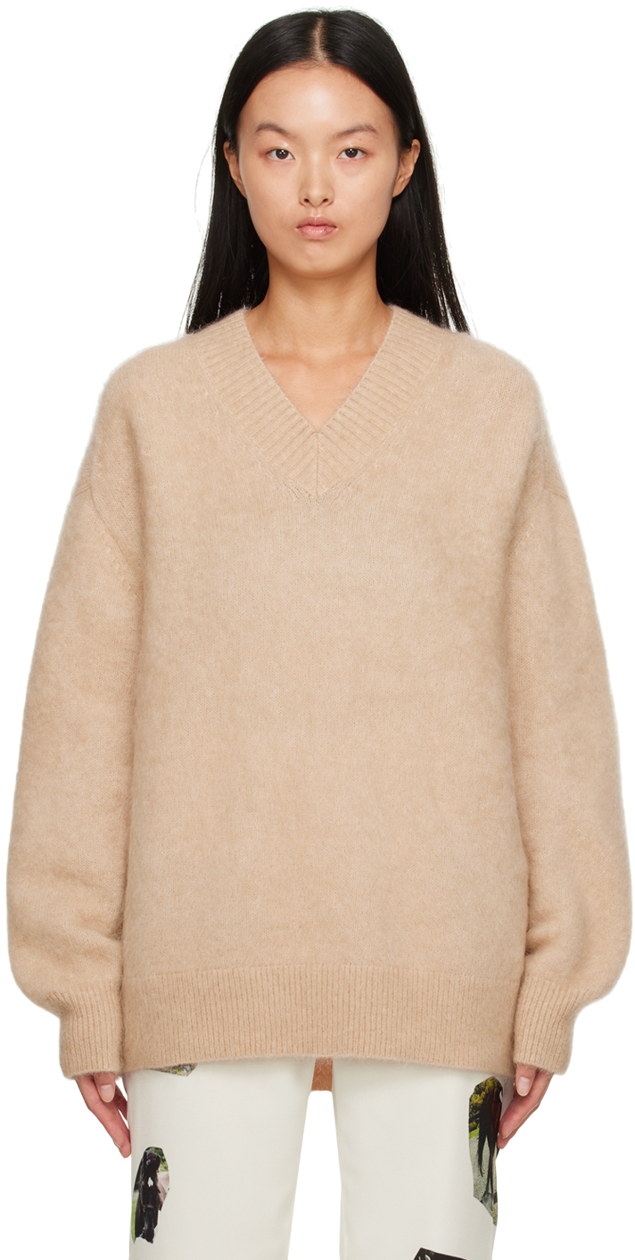 Acne Studios: Pull brossé beige | SSENSE France