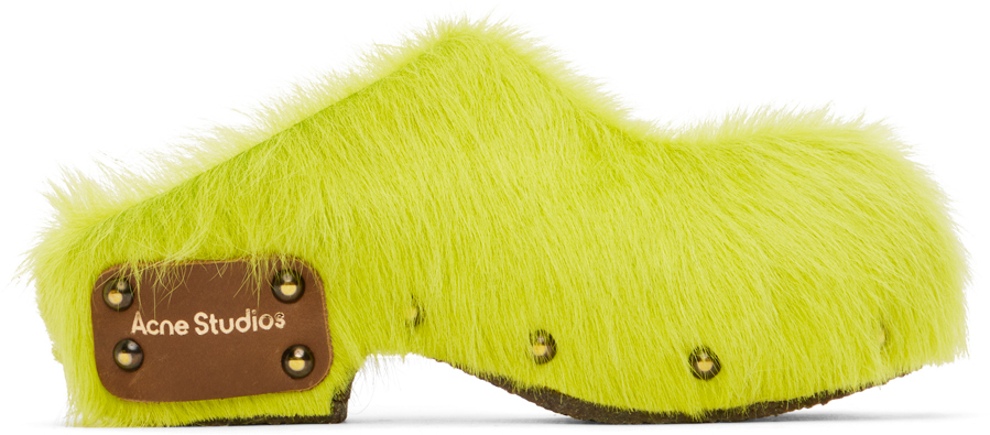 Acne Studios Green Studded Clogs In Neon Green | ModeSens