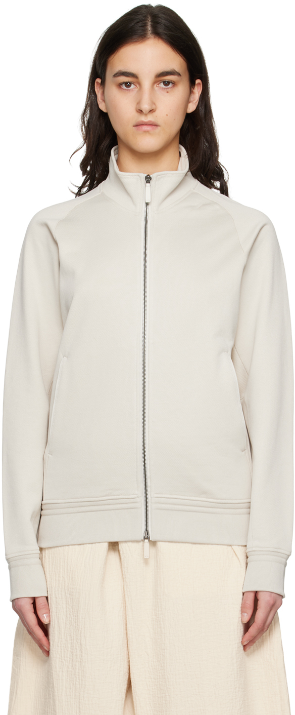 ZEGNA: Pull molletonné blanc cassé à glissière | SSENSE France