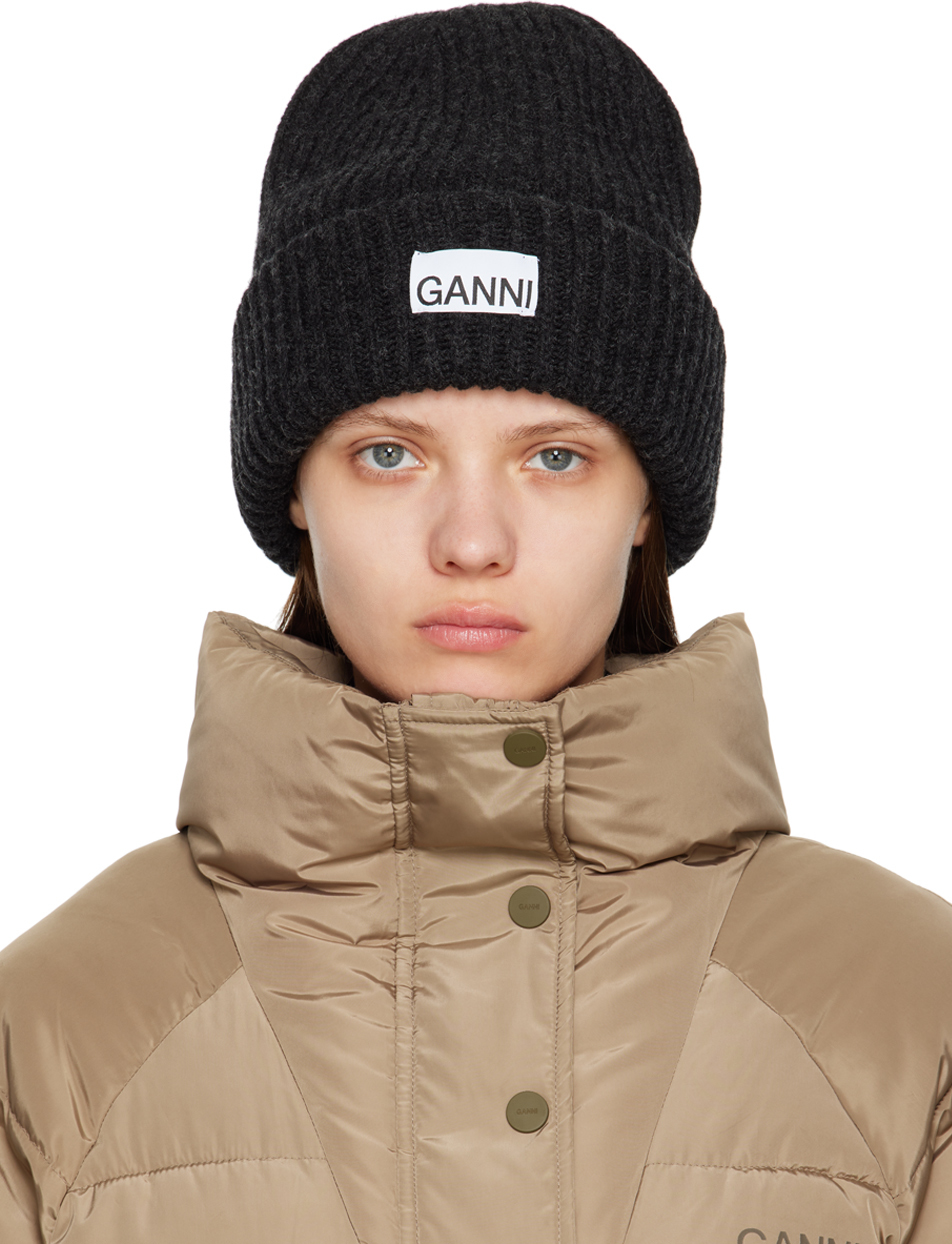 GANNI: Bonnet côtelé gris | SSENSE France