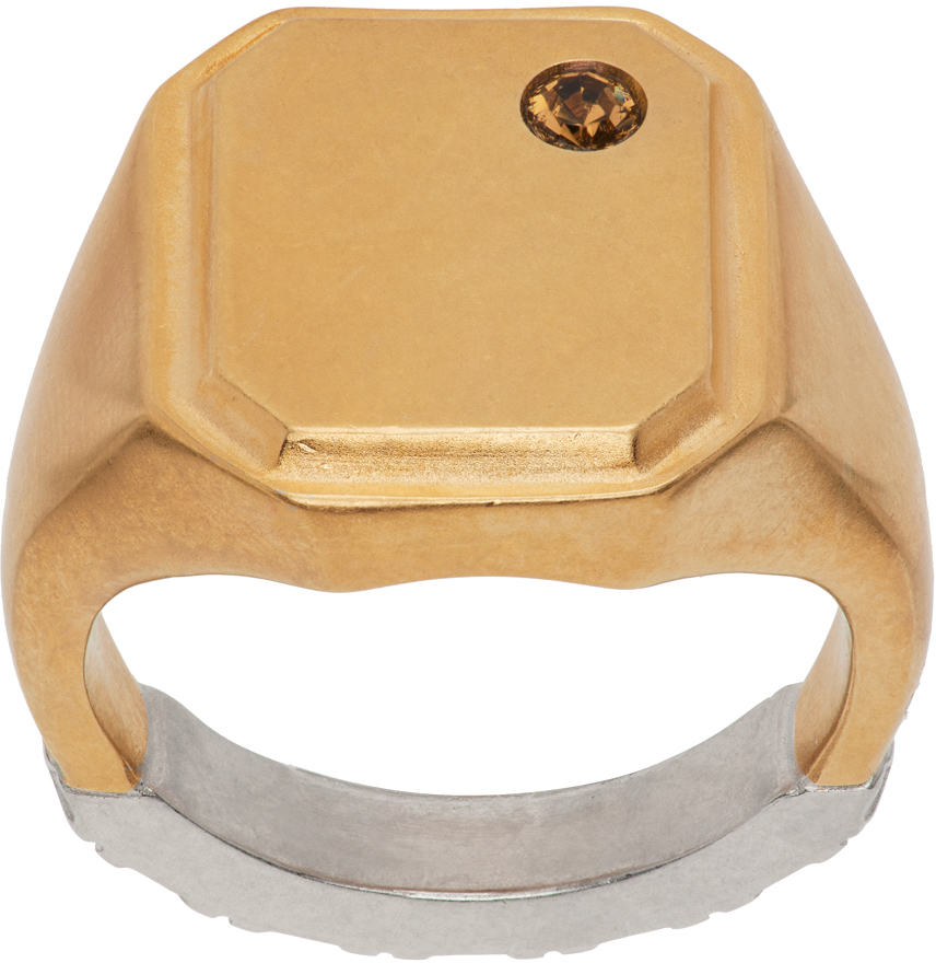 Silver & Gold Textured Ring by Maison Margiela on Sale
