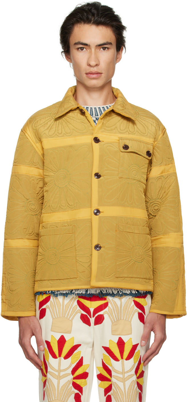 Bode Yellow Botanic Shadow Jacket | ModeSens