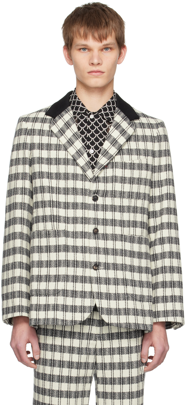 Black & White Check Sport Blazer by Bode on Sale
