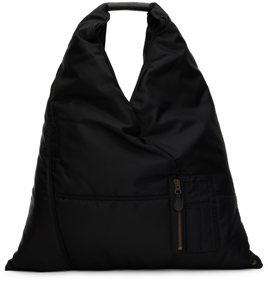 MM6 Maison Margiela: Black Small Puffer Triangle Tote | SSENSE UK