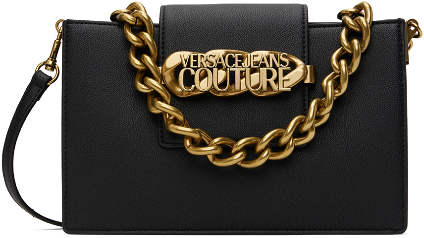 Versace Jeans Couture: 黑色 Chain Logo 手提包 | SSENSE