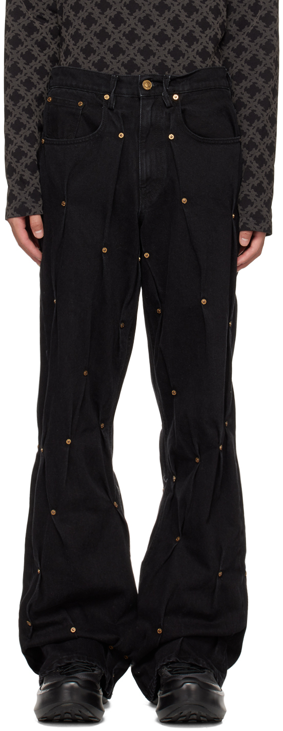 SSENSE Canada Exclusive Blue Multi Rivet Jeans by KUSIKOHC on Sale